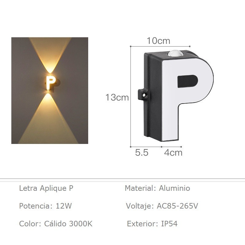Letra p, letra aplique 220v alumini - Desde 15,13€